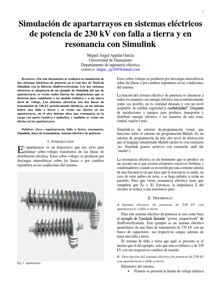 Simulación de Apartarrayos en 230 kV | PDF | Energia electrica | Poder ...