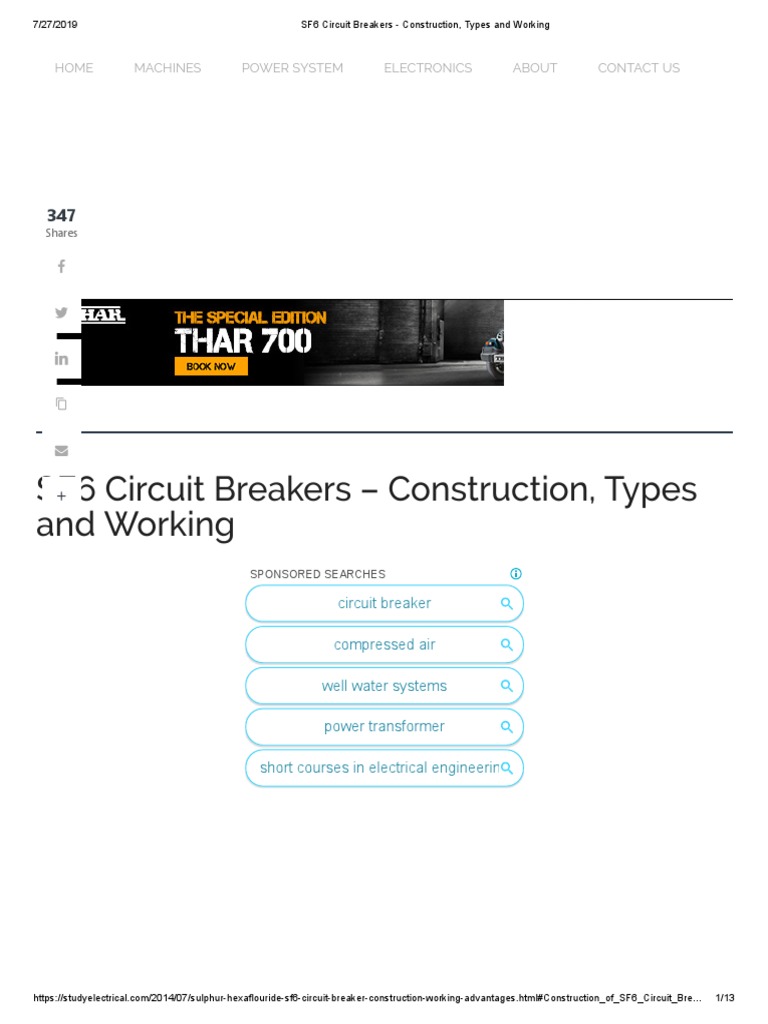 SF6 Circuit Breakers - Construction, Types and Working | PDF ...