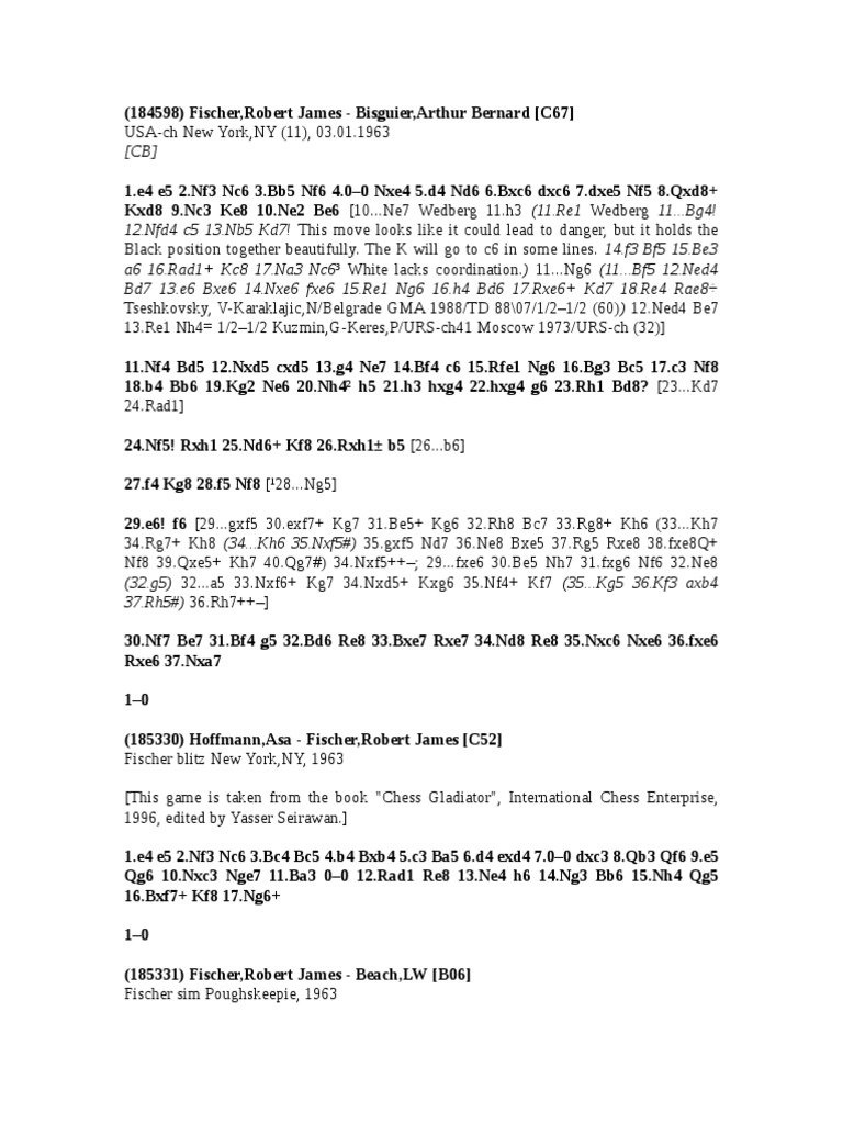 Fischer Games 1964-1969 | PDF | Chess Theory | Traditional Board Games