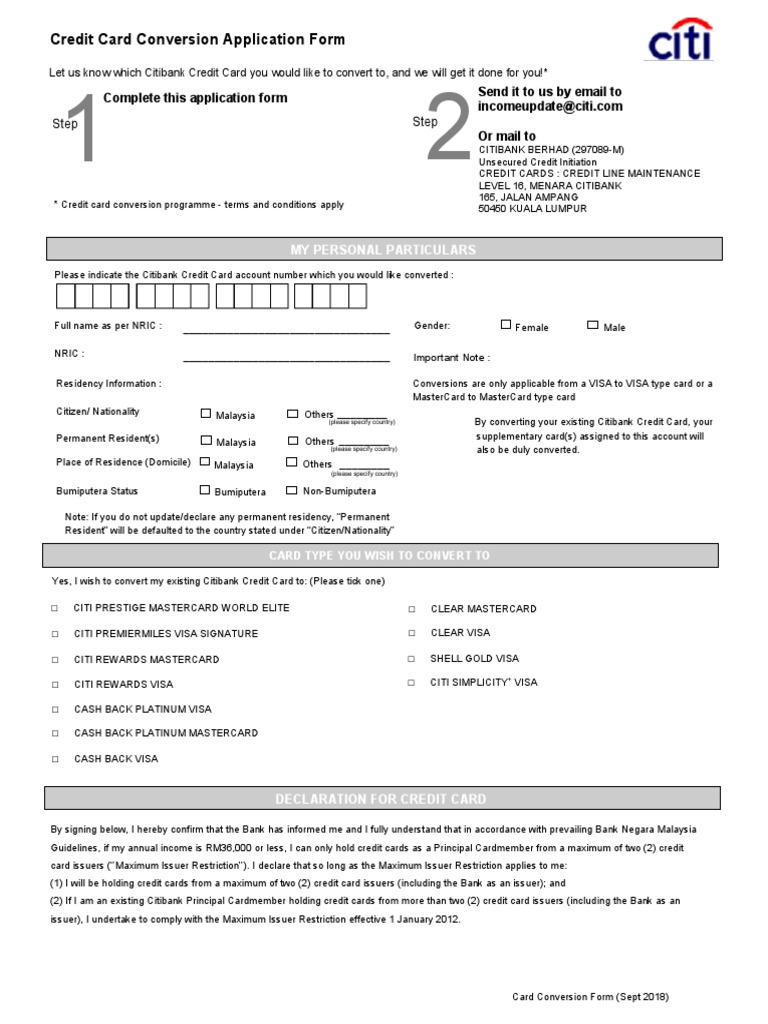 Credit Card Conversion Application Form: Complete This Application Form ...