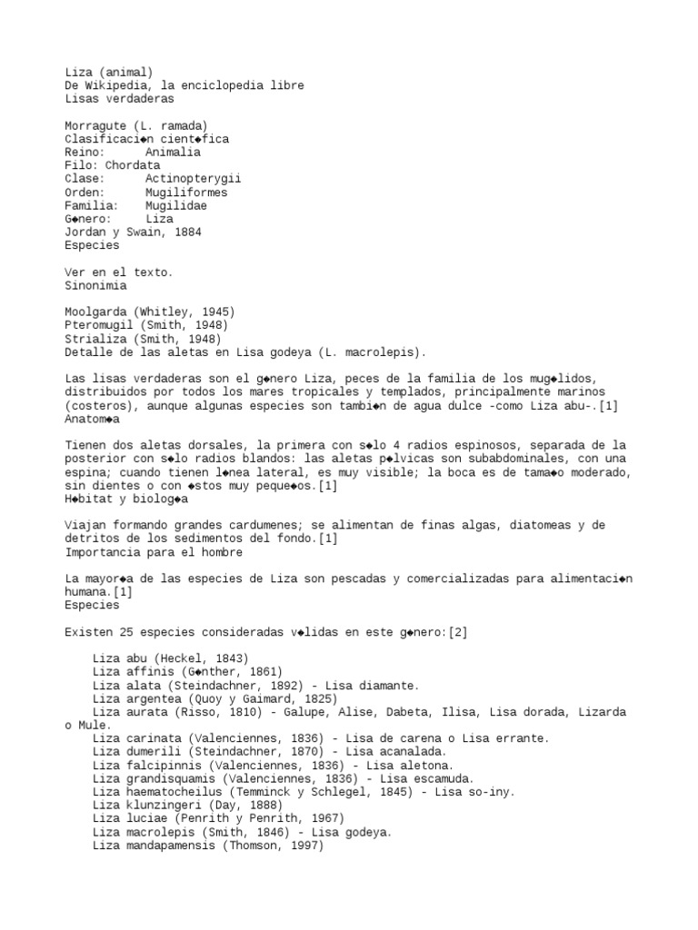 Liza (Animal) | PDF | Organismos | Naturaleza