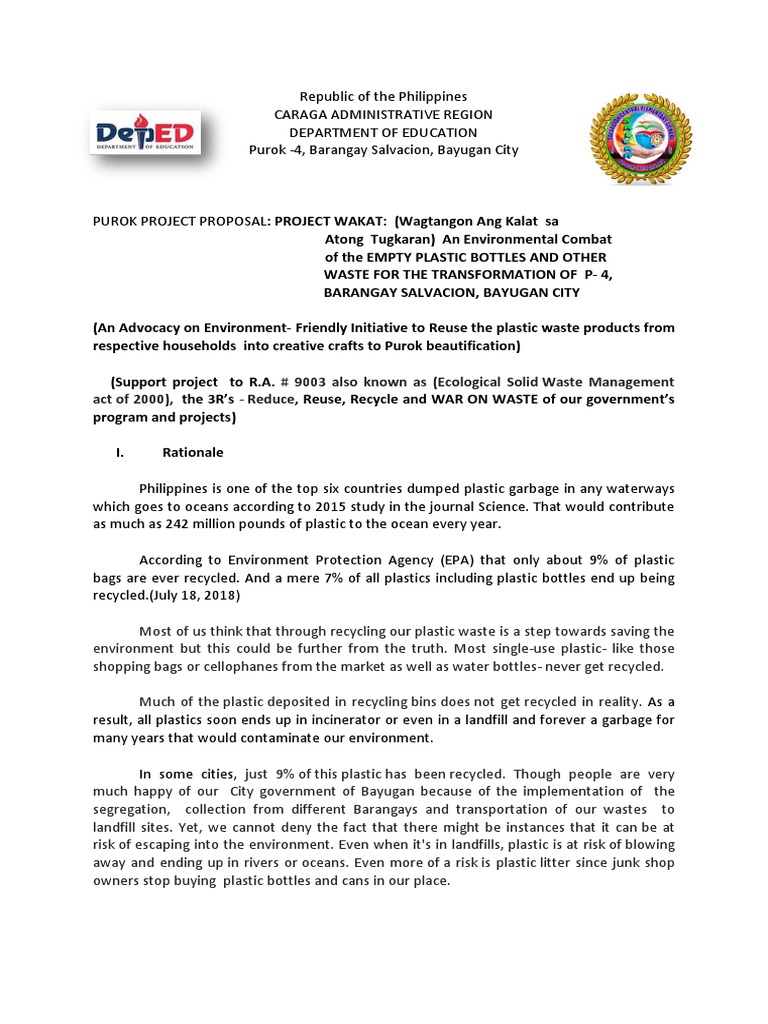 Project Proposal - Zero Plastic Waste Advocacy | PDF | Municipal Solid ...