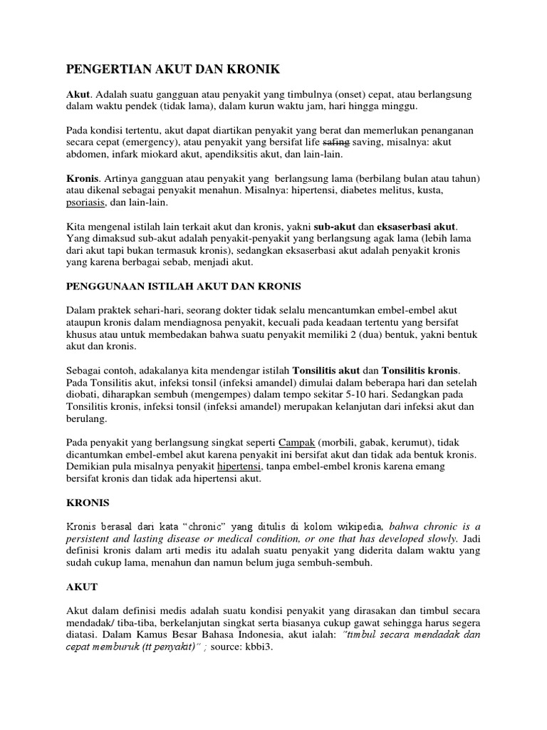 Akut vs Kronis: Memahami Perbedaan | PDF