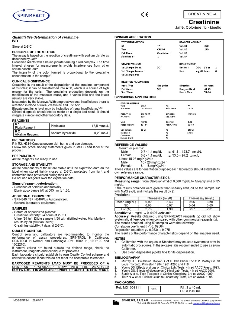 Creatinine Jaffé Method Overview | PDF | Creatinine | Kidney