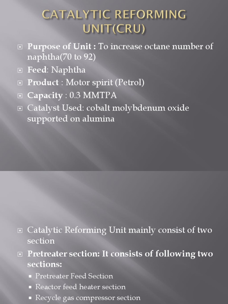 Catalytic Reforming Unit (Cru) | PDF | Chemical Process Engineering ...