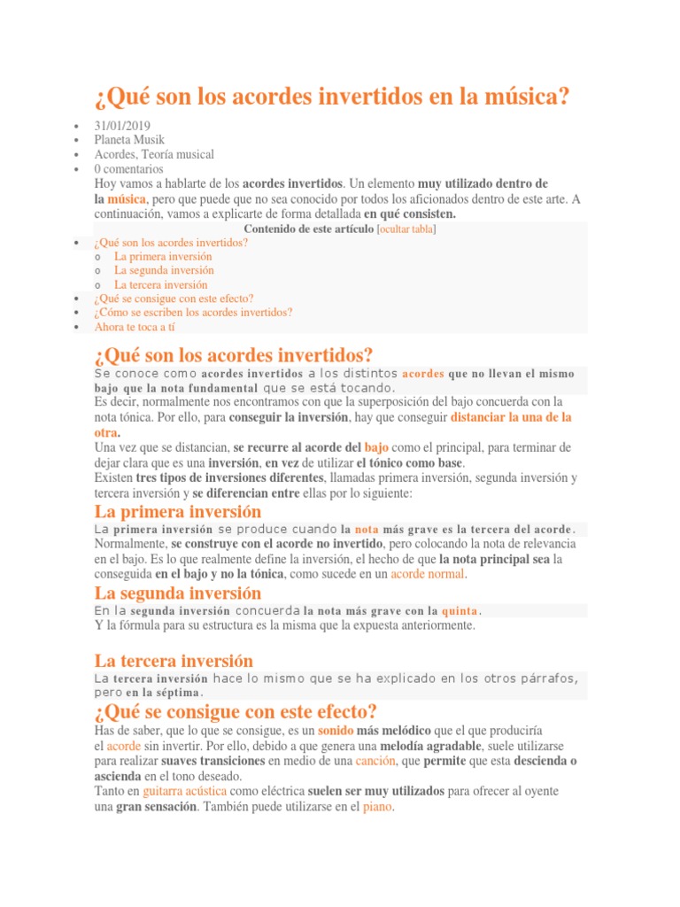 Qué Son Los Acordes Invertidos en La Música | PDF | Acorde (Música ...