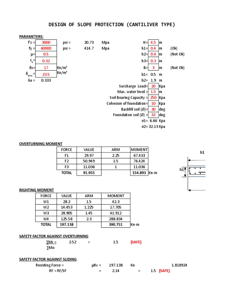 Cantilever Slope Protection Design | PDF | Civil Engineering | Solid ...