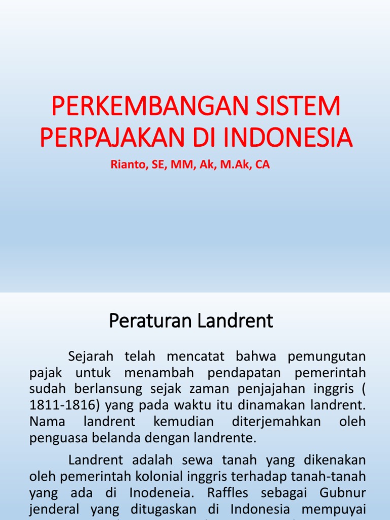 Sejarah Perpajakan di Indonesia | PDF | Pengelolaan Keuangan & Uang