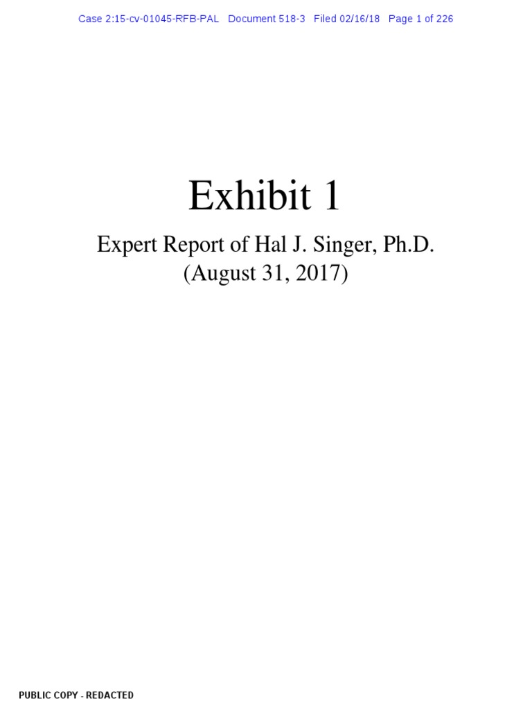 Exhibit 1 Hal Singer - Ps Class Cert | PDF | Mixed Martial Arts ...