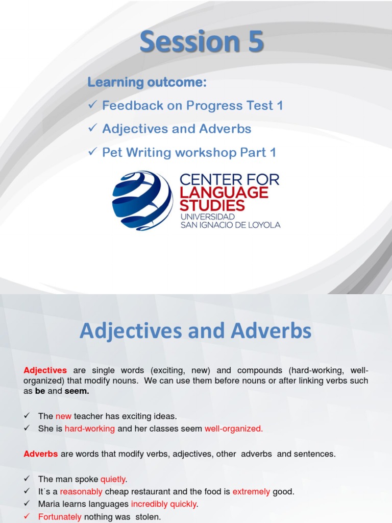5 Session G1 | PDF | Adjective | Adverb