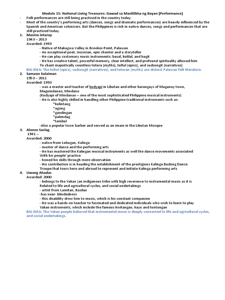Contemporary Arts Lecture Handouts (Module (15-21) | PDF | Weaving ...