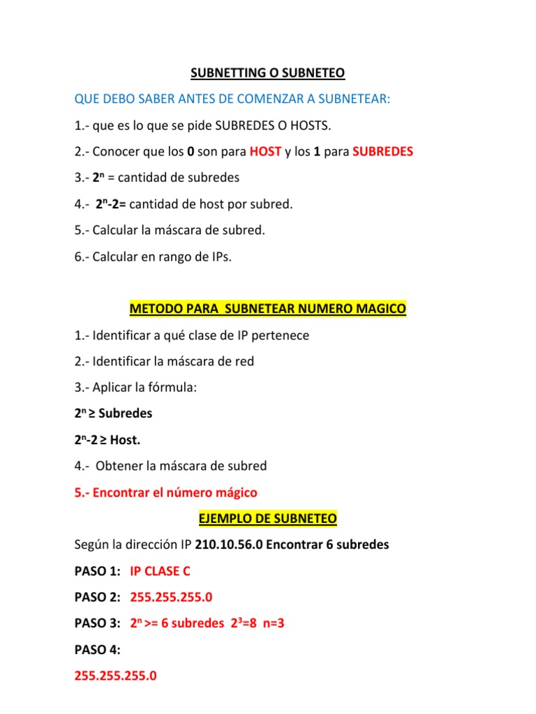 Apoyo para Subneteo | PDF