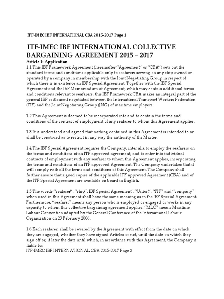 Itf-Imec Ibf International Collective | PDF | Overtime | Working Time