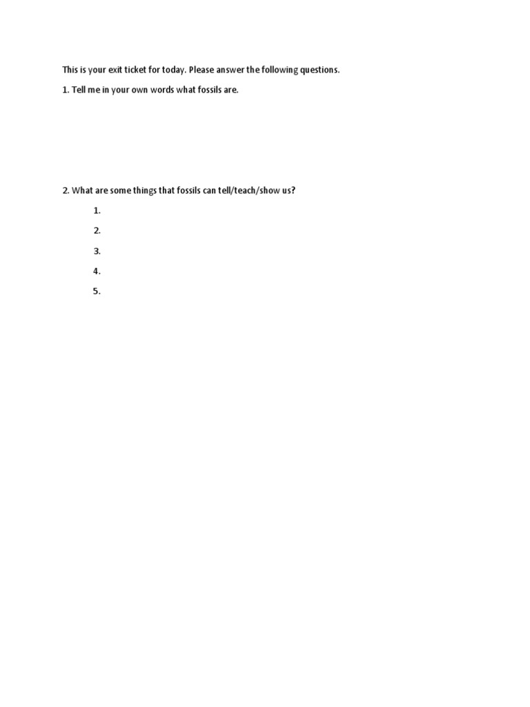 This Is Your Exit Ticket For Today. Please Answer The Following ...