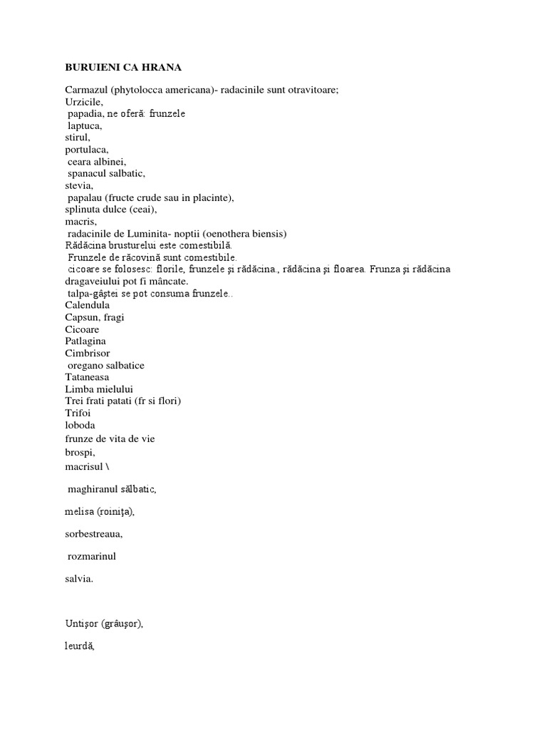 Buruieni Ca Hrana | PDF | Leaf Vegetable | Plants