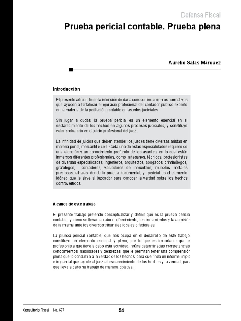 Prueba Pericial Contable - Prueba Plena | Testigo experto | Contador