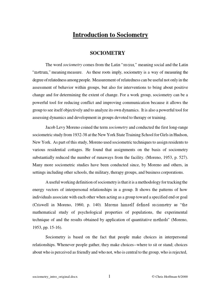 Introduction To Sociometry | PDF | Psychological Concepts | Behavioural ...