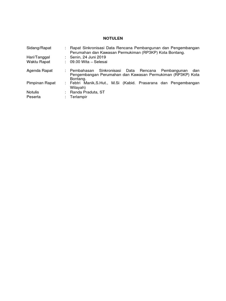 Format Notulen | PDF | Pengelolaan Keuangan & Uang | Sains & Matematika