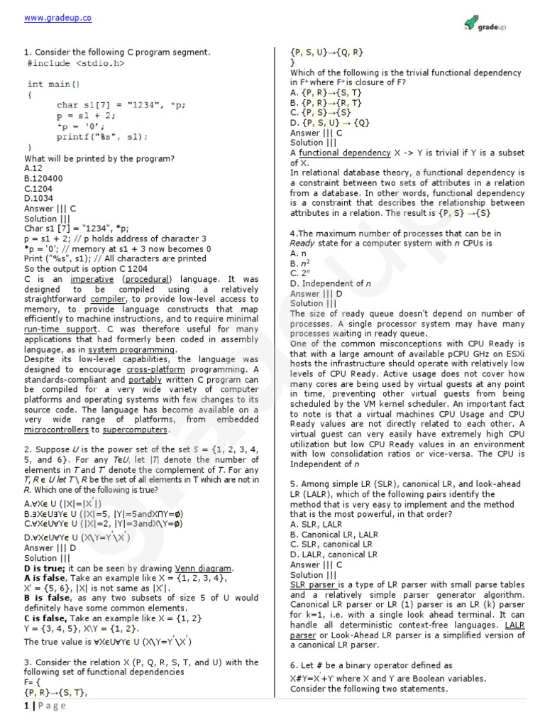 CS 2015 Set 3 Watermark - PDF 36 | PDF | Parsing | Theoretical Computer Science