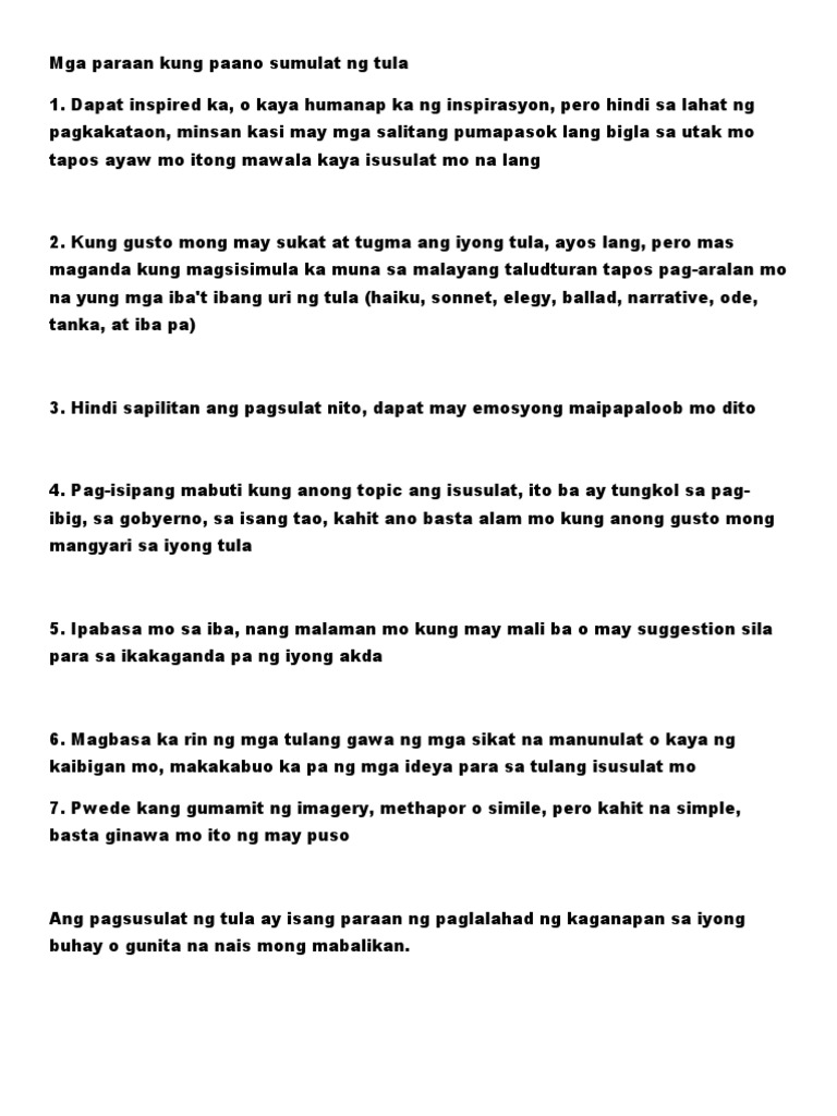 Mga Paraan Kung Paano Sumulat NG Tula