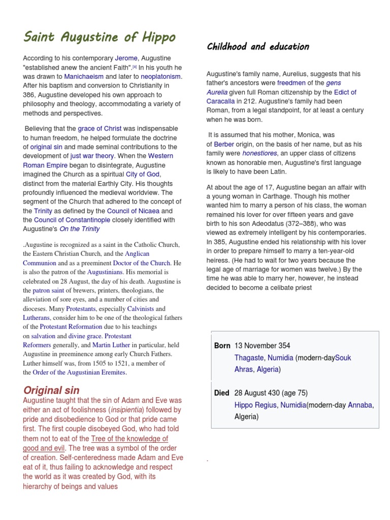 Saint Augustine of Hippo | PDF | Augustine Of Hippo | Western Philosophy