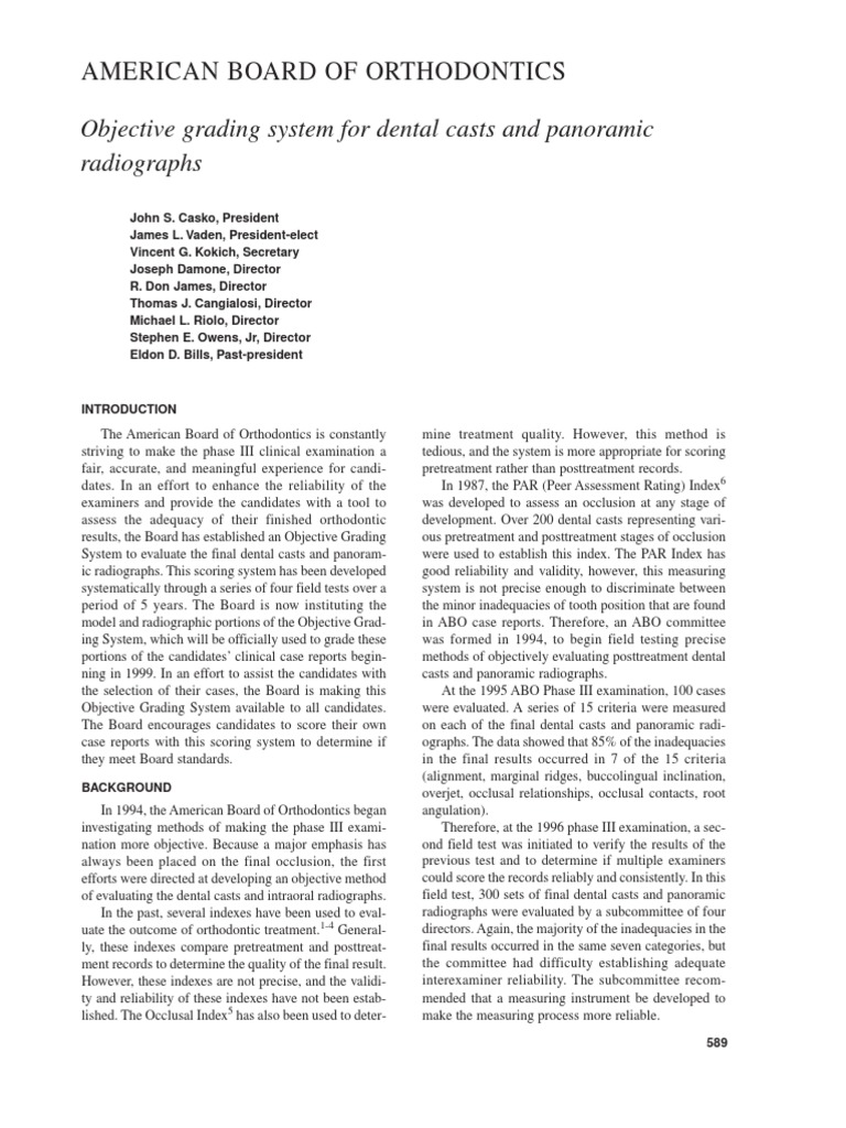 Abo Objective Grading System PDF | PDF | Orthodontics | Mouth