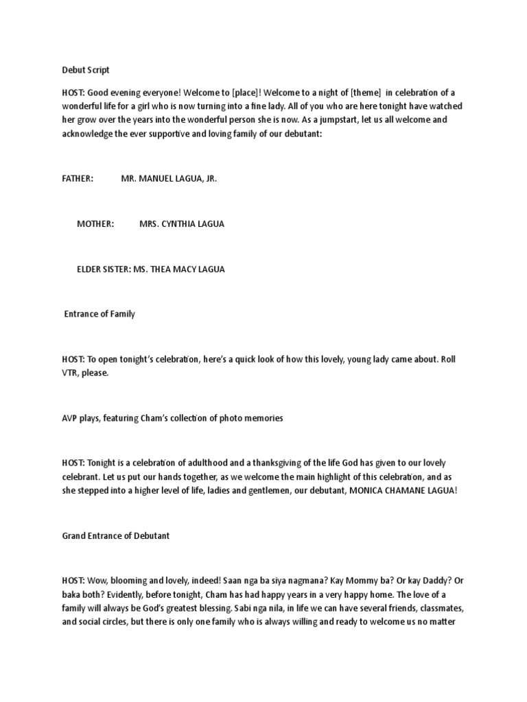 Debut Script | PDF | Birthdays
