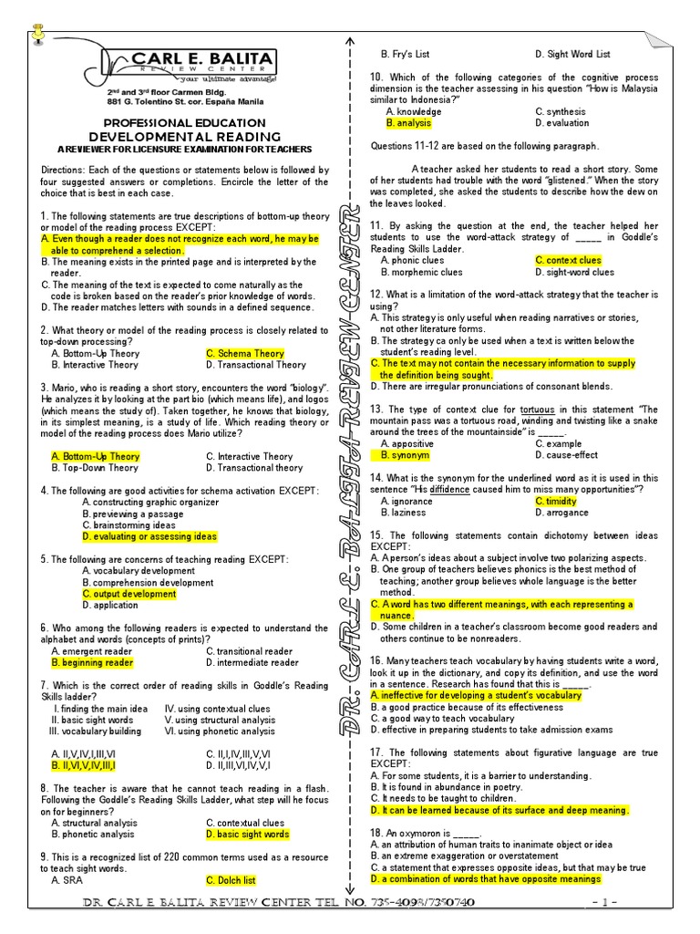 Developmental Reading: Professional Education | PDF | Phonics | Reading ...