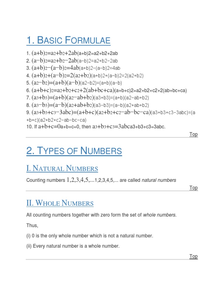 Asic Ormulae: Atural Umbers | PDF | Prime Number | Integer