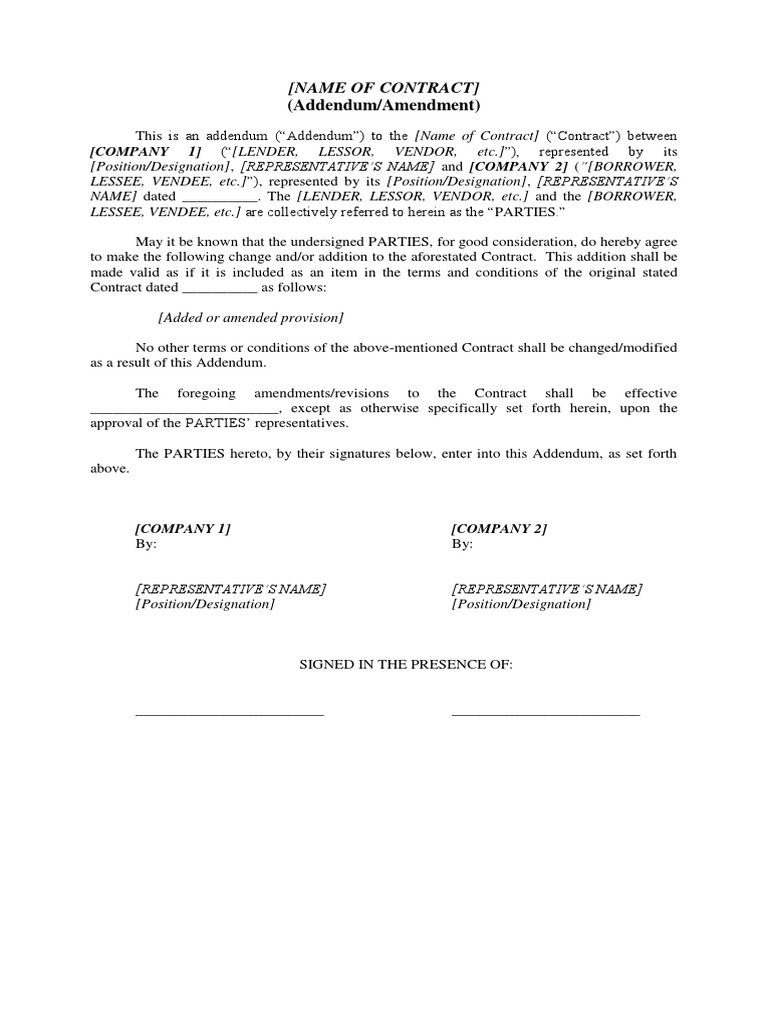 Template - Addendum | PDF