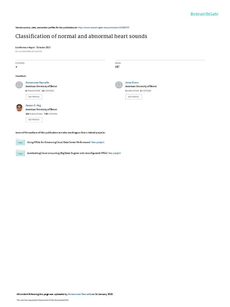 Classification of Normal and Abnormal Heart Sounds | PDF | Sensitivity And Specificity ...