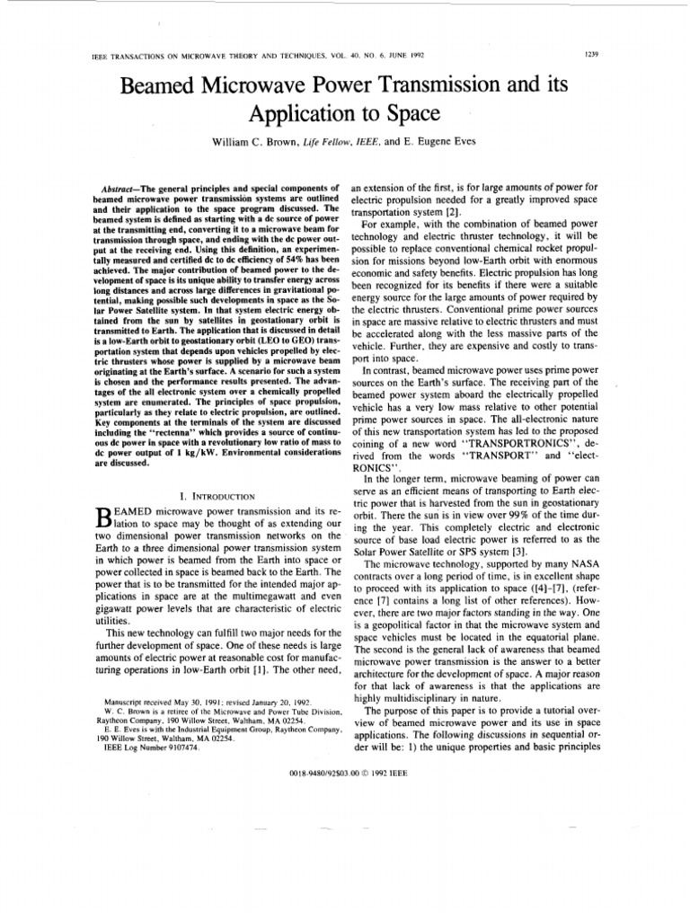 Brown 1992 | PDF | Microwave | Spacecraft Propulsion