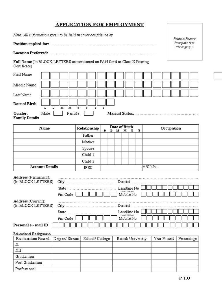 Application Form Employment | PDF | Government And Personhood | Social ...