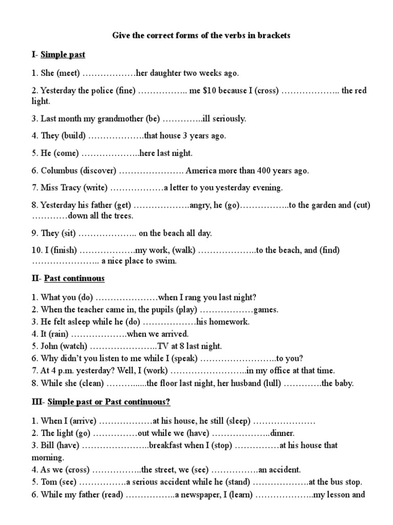 Past Tense Homework | PDF