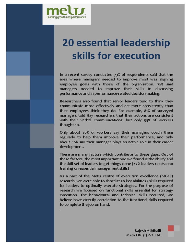 20 Essential Leadership Skills For Execution | PDF | Mentorship ...
