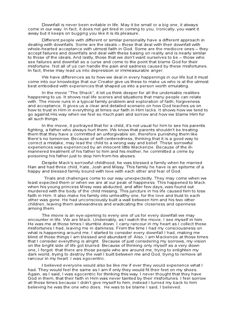 The Shack (Reflection) | PDF | Wisdom | Faith