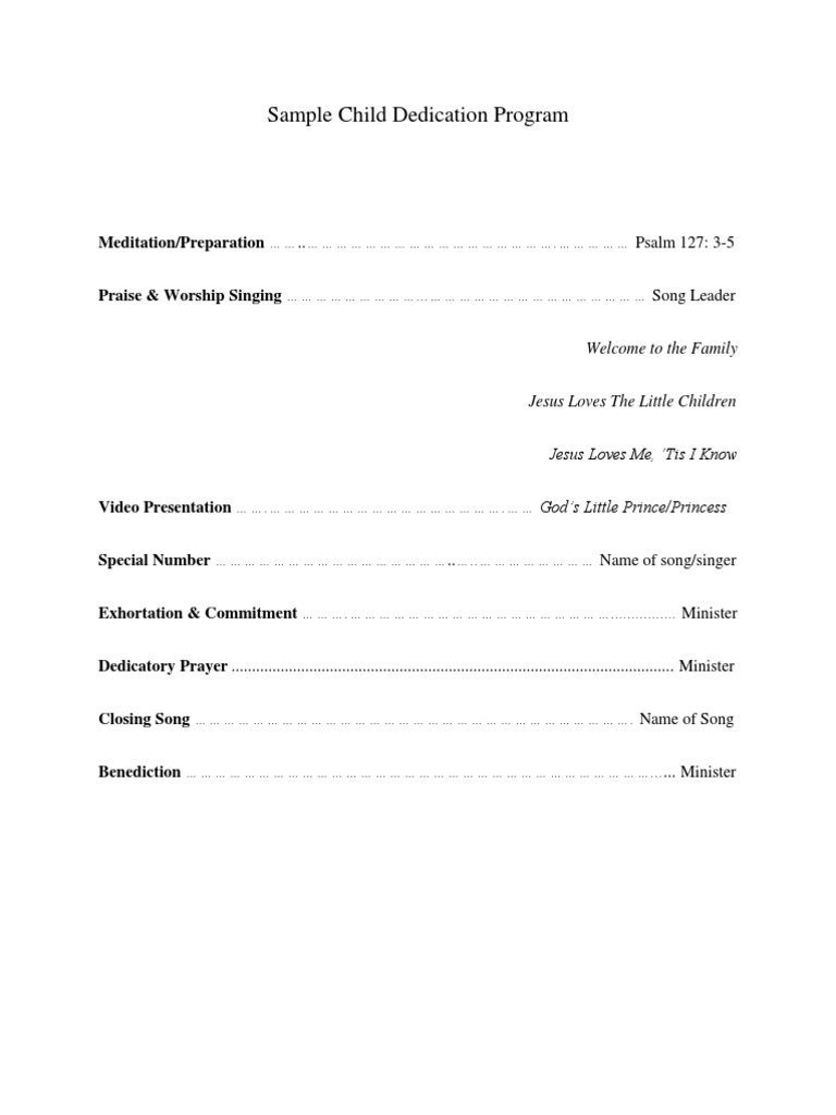 Sample Child Dedication Program | PDF