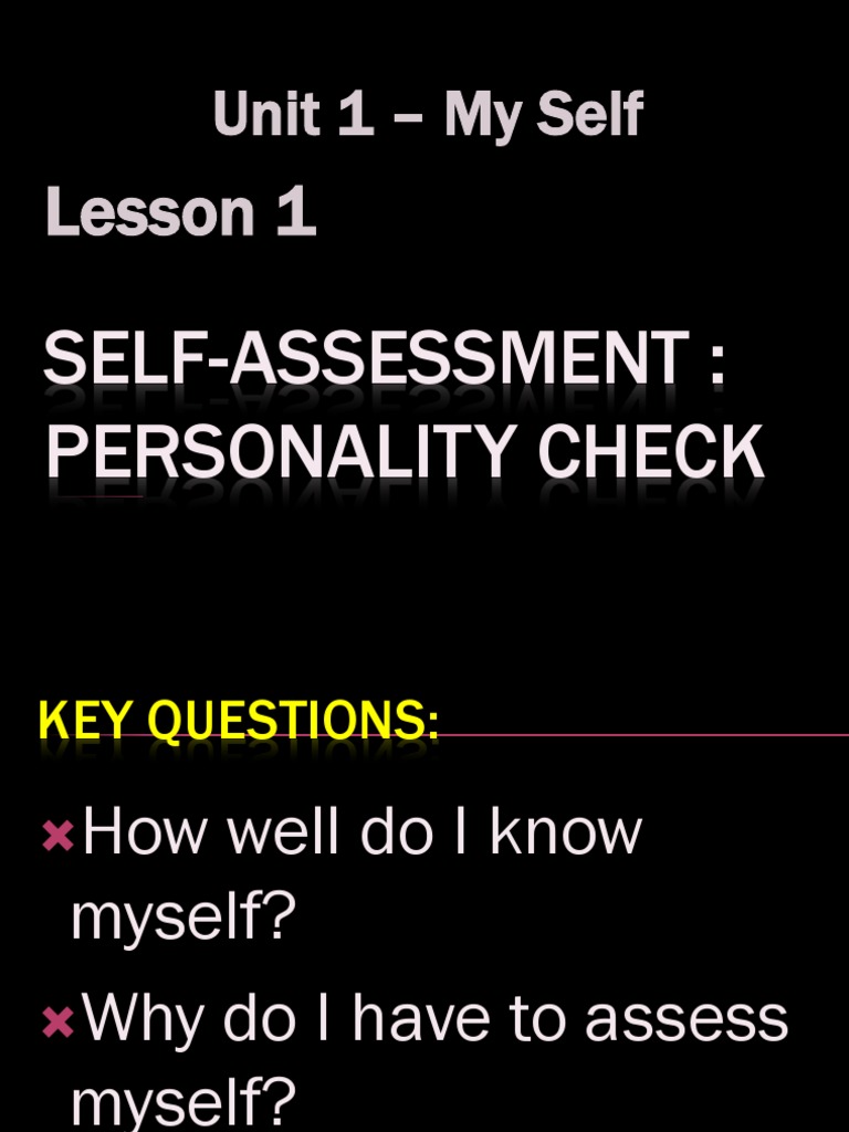 Lesson 1 - Self-Assessment Personality Check | PDF | Personality Type ...
