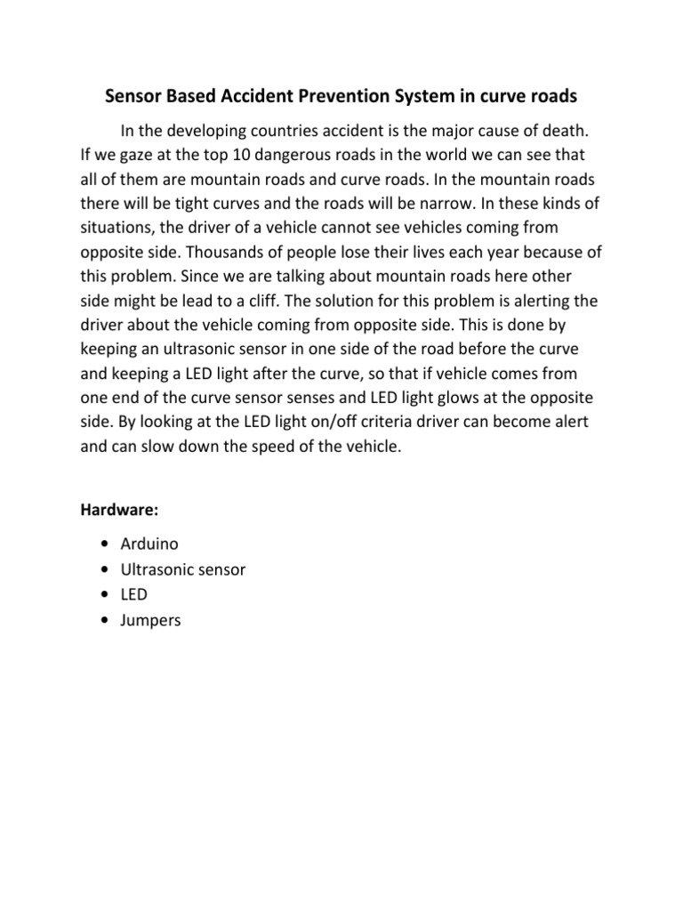 Sensor Based Accident Prevention System in Curve Roads | PDF