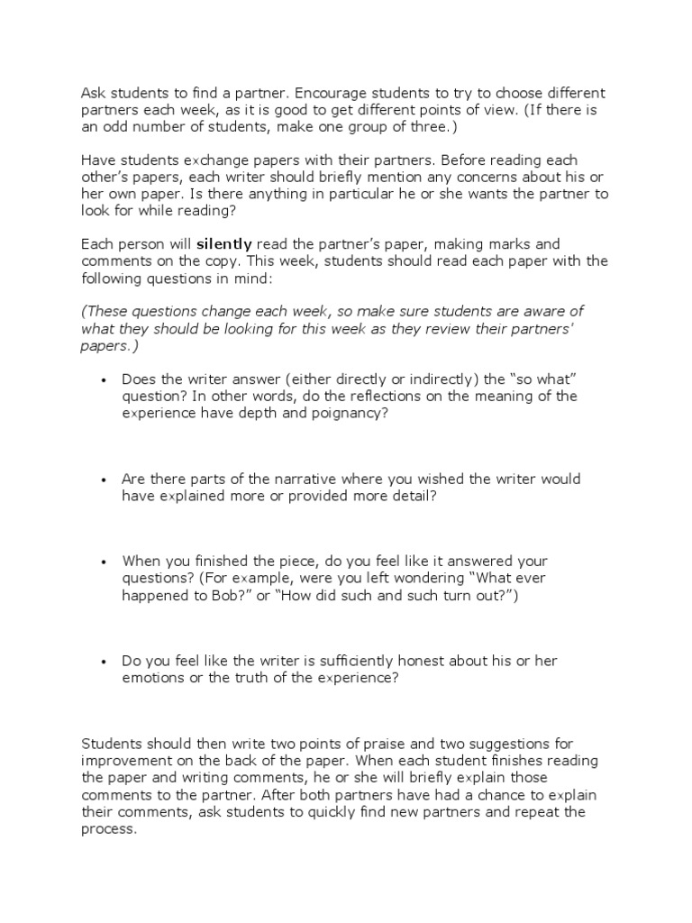 Peer Review Process for Student Papers | PDF