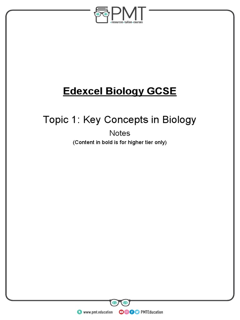 Detailed Notes - Topic 1 Key Concepts in Biology - Edexcel Biology GCSE ...