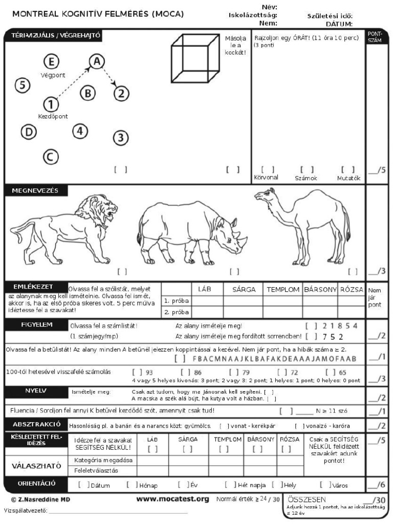 MOCA Test Hungarian | PDF