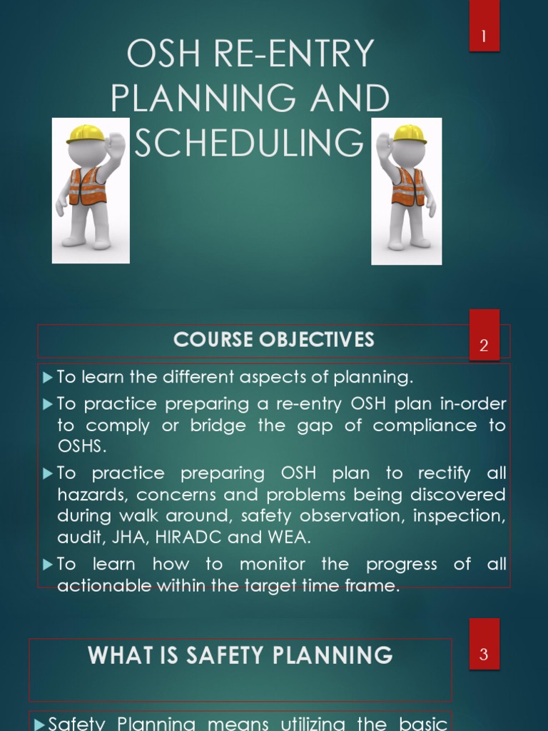 Osh Re-Entry Planning and Scheduling | PDF | Safety | Planning