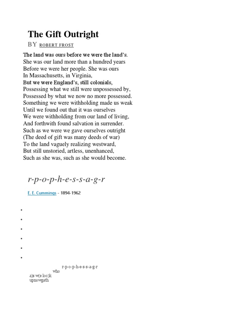 The Gift Outright | PDF | Poetry | Writing