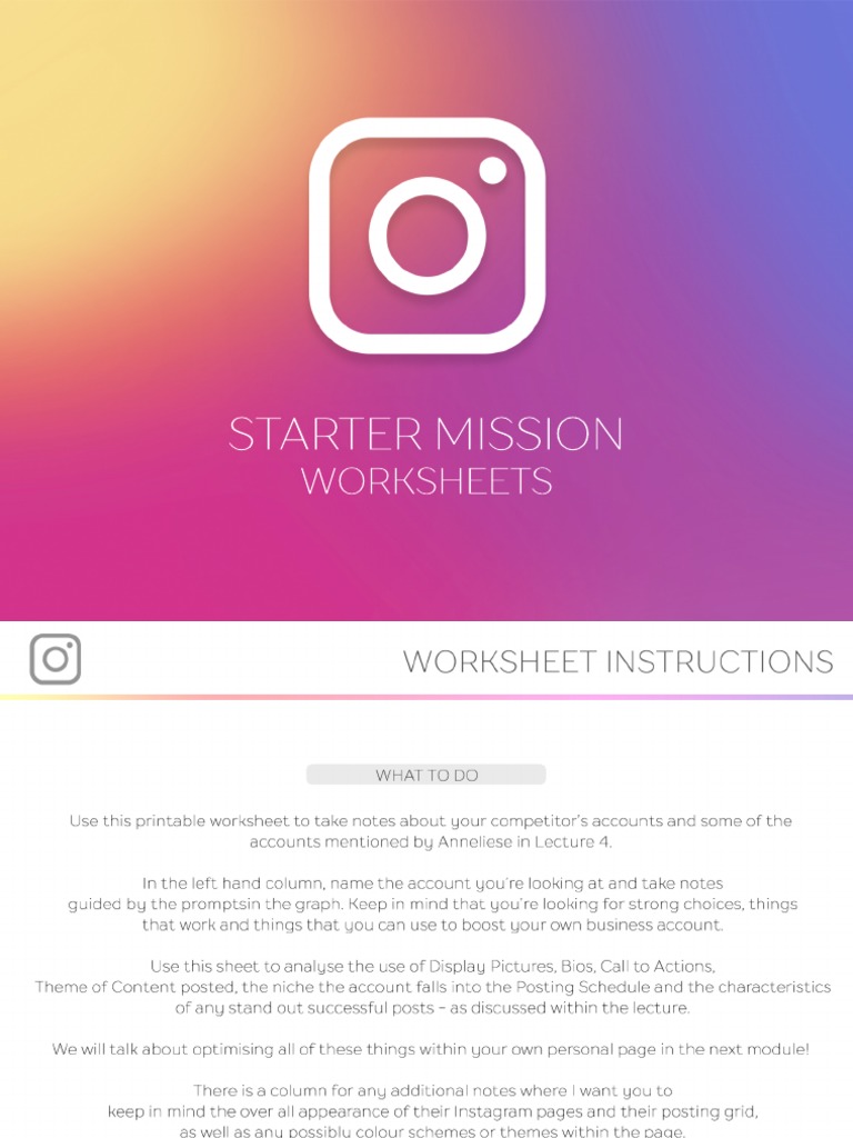 Starter MI SSI ON: Worksheets | PDF