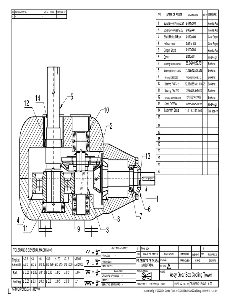 Assy Gear Box Cooling Tower | PDF | Gear | Machines