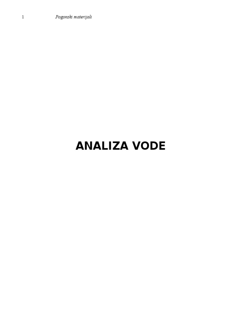 Analiza Vode | PDF
