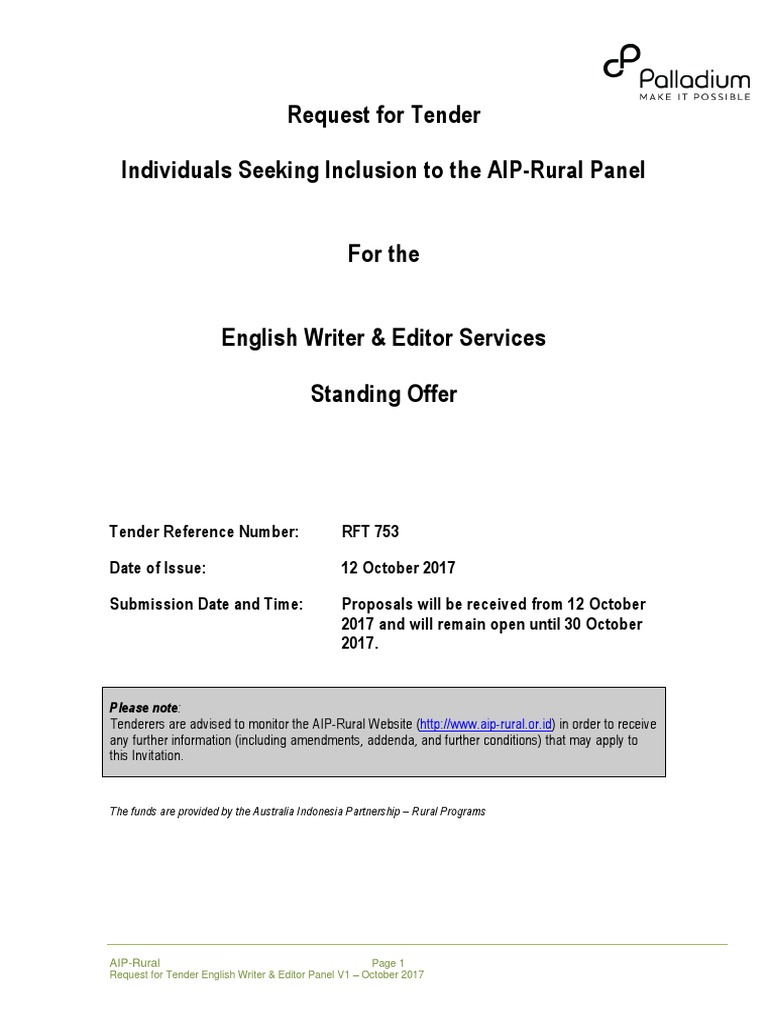RFT For English Writer-V1.2 | PDF | Indonesian Rupiah | Procurement
