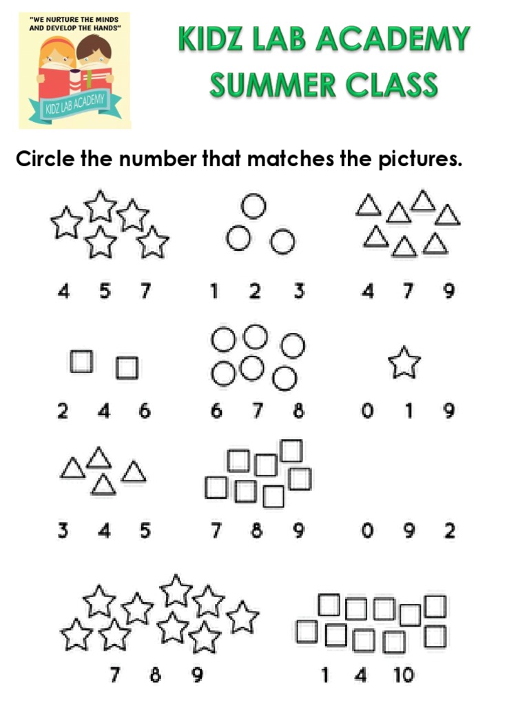 Circle The Number That Matches The Pictures | PDF