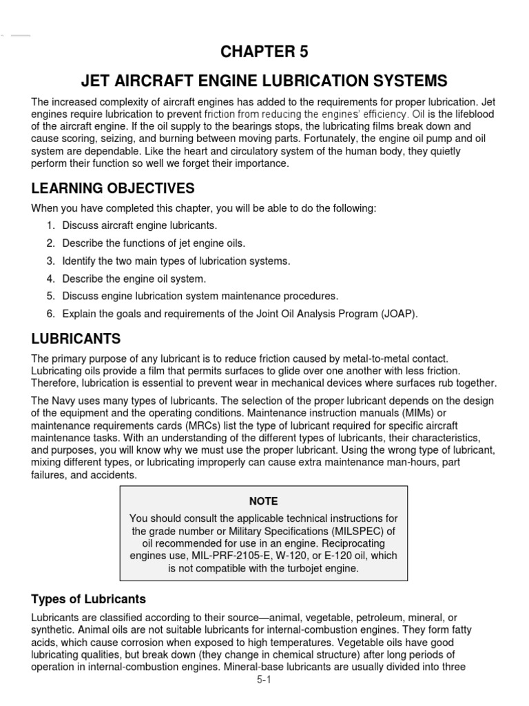 Jet Aircraft Engine Lubrication Systems: Learning Objectives | PDF ...